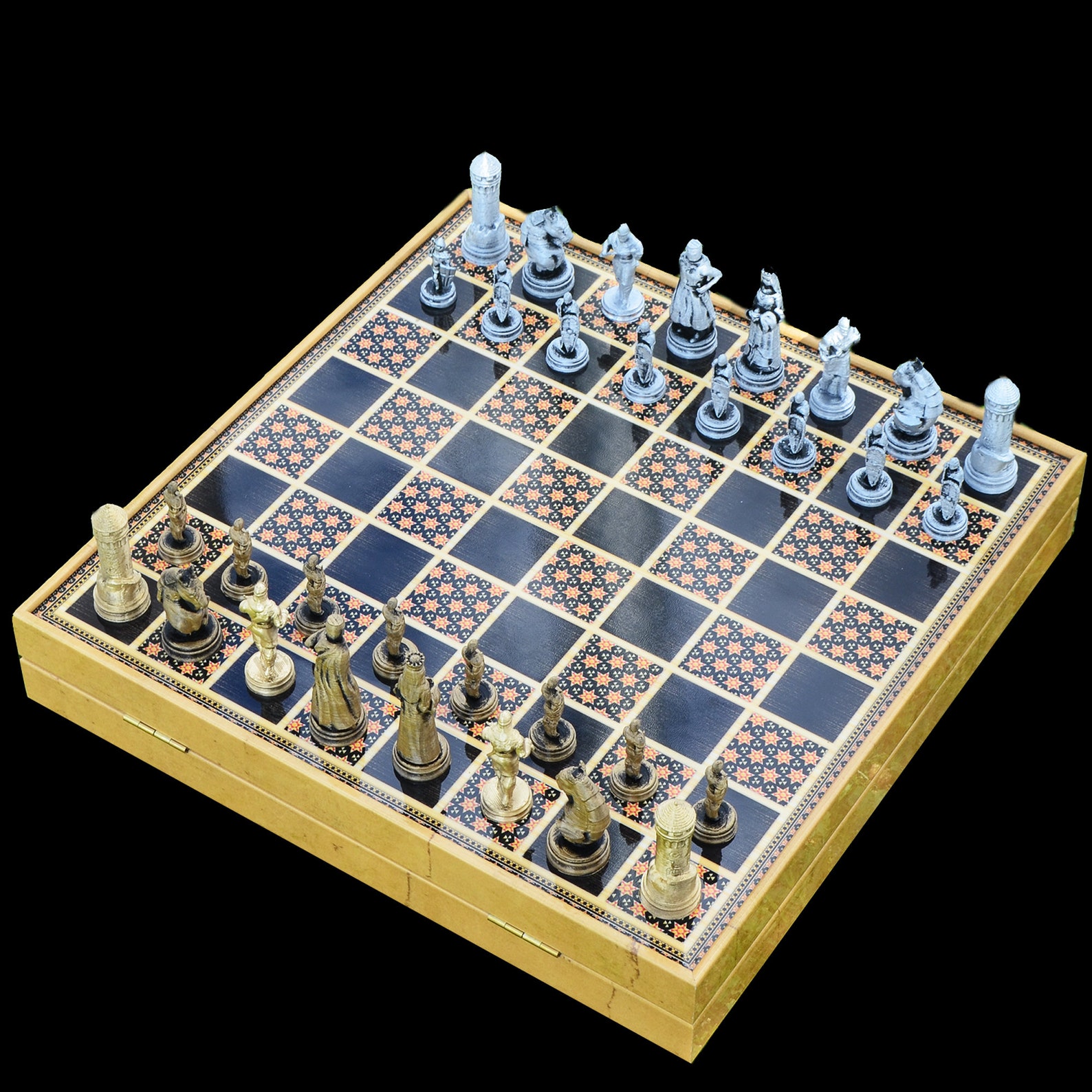 Personalized Historical Metal Chess Set: Luxury Board With Storage ...