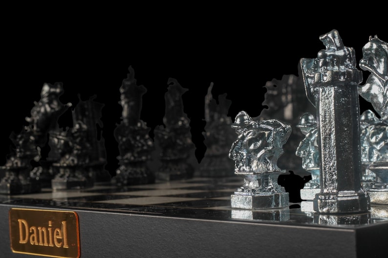 Elegant Metal Wizard Chess Set With Engraved Name Plate Exquisite ...