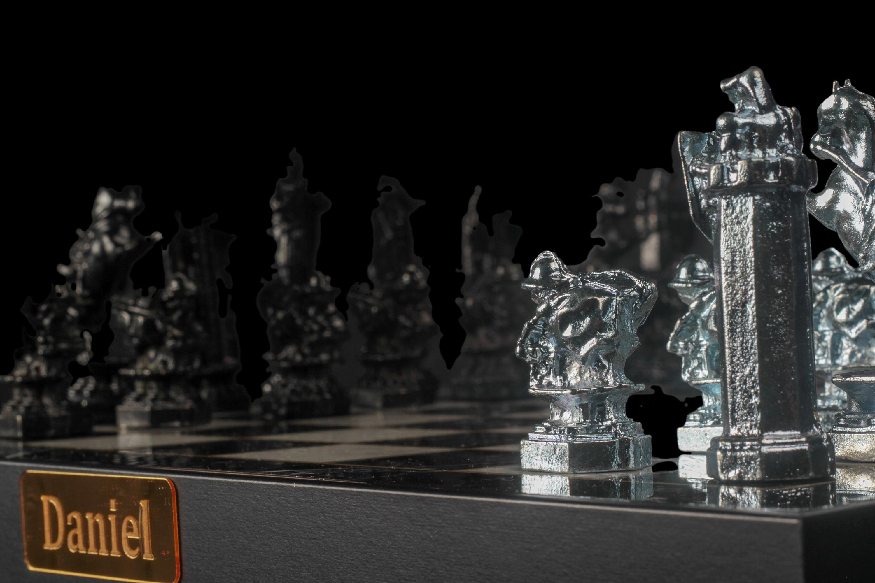 Elegant Metal Wizard Chess Set With Engraved Name Plate Exquisite ...