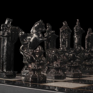 Elegant Metal Wizard Chess Set With Engraved Name Plate Exquisite ...