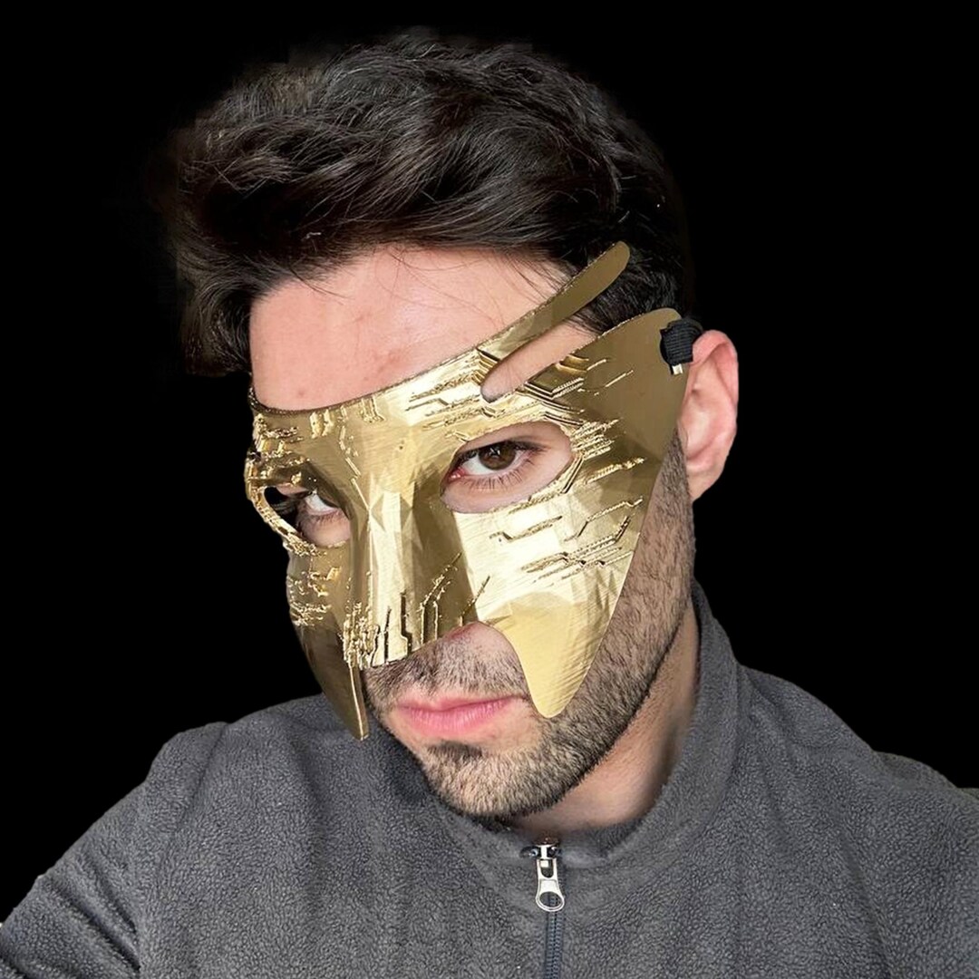 Embroidered Android Masquerade Half Mask Handmade Unisex Halloween Mask ...