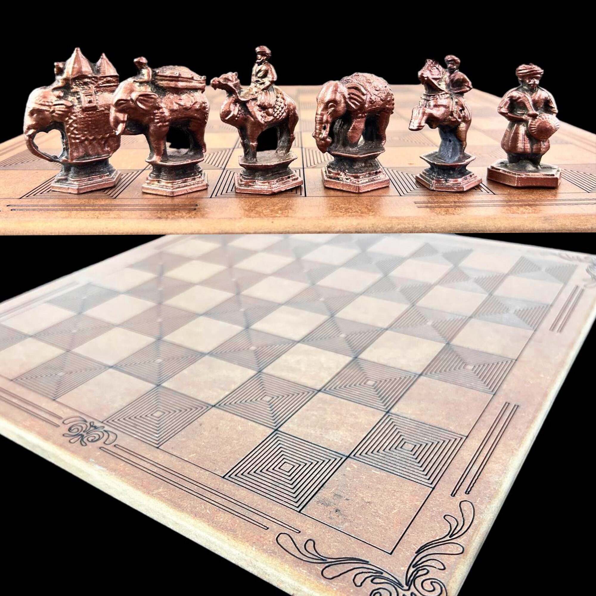 Metal Indian Chess Set and Chessboard | Handcrafted With Engraved Name ...