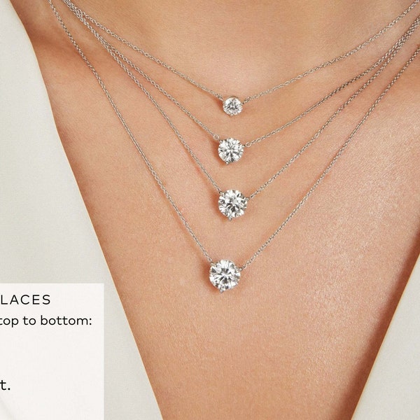 Floating Diamond Necklace - Etsy