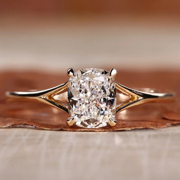 Cushion Cut Lab Created Diamond Solitaire Engagement Ring Igi Certified ...
