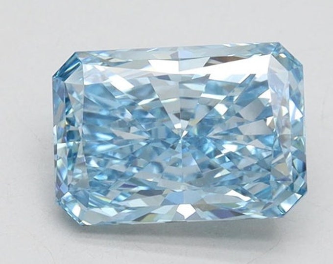 1.87 Ct Fancy Vivid Blue Radiant Cut Lab Created Diamond, VS1 Clarity ...