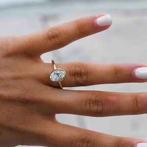 3.00 Carat, F Color, VS2 Clarity, IGI Certified Oval Cut, Lab-created Diamond Bezel Settings ...