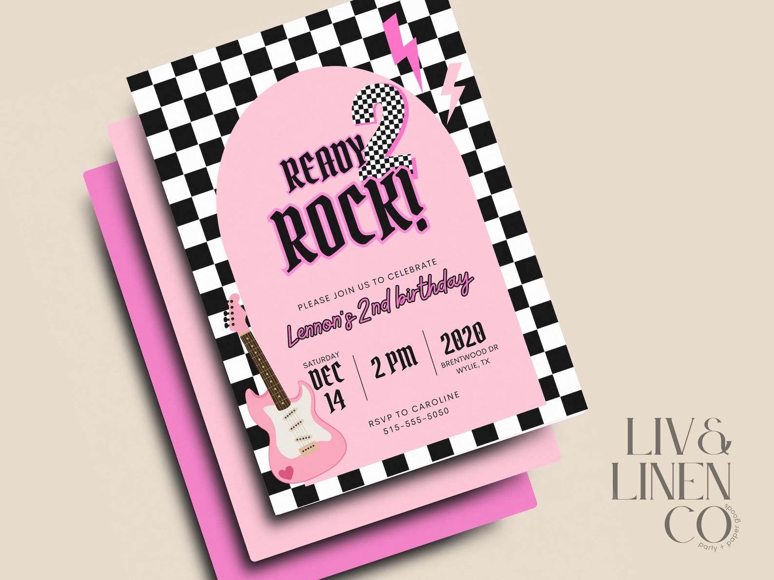 Ready Two Rock Invitation, Second Birthday, Rocker Party, Rock and Roll ...