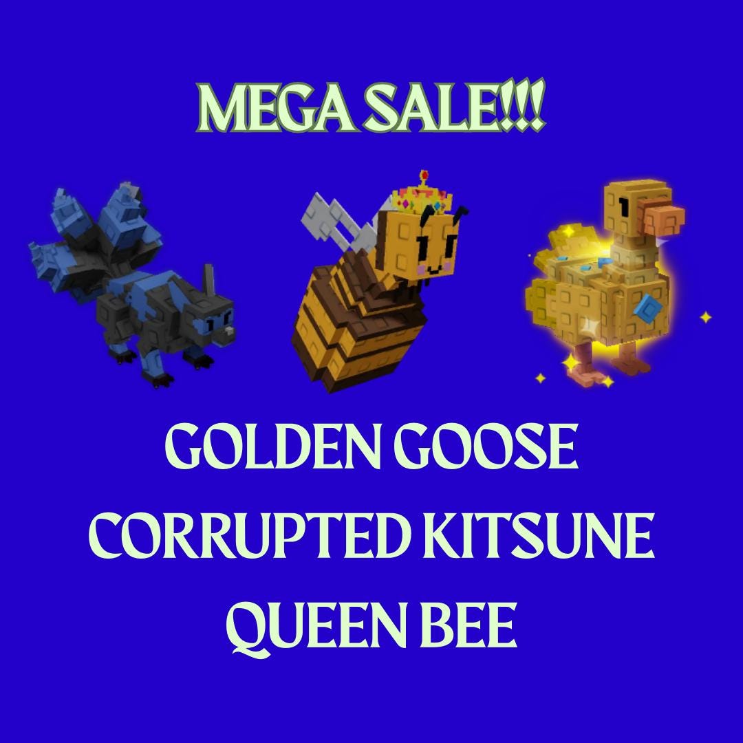 Corrupted Kitsune + Golden Goose + Queen Bee BUNDLE | Grow A Garden ...