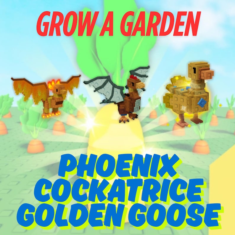 Roblox Grow A Garden: Phoenix + Cockatrice + Golden Goose | 3 Pets ...
