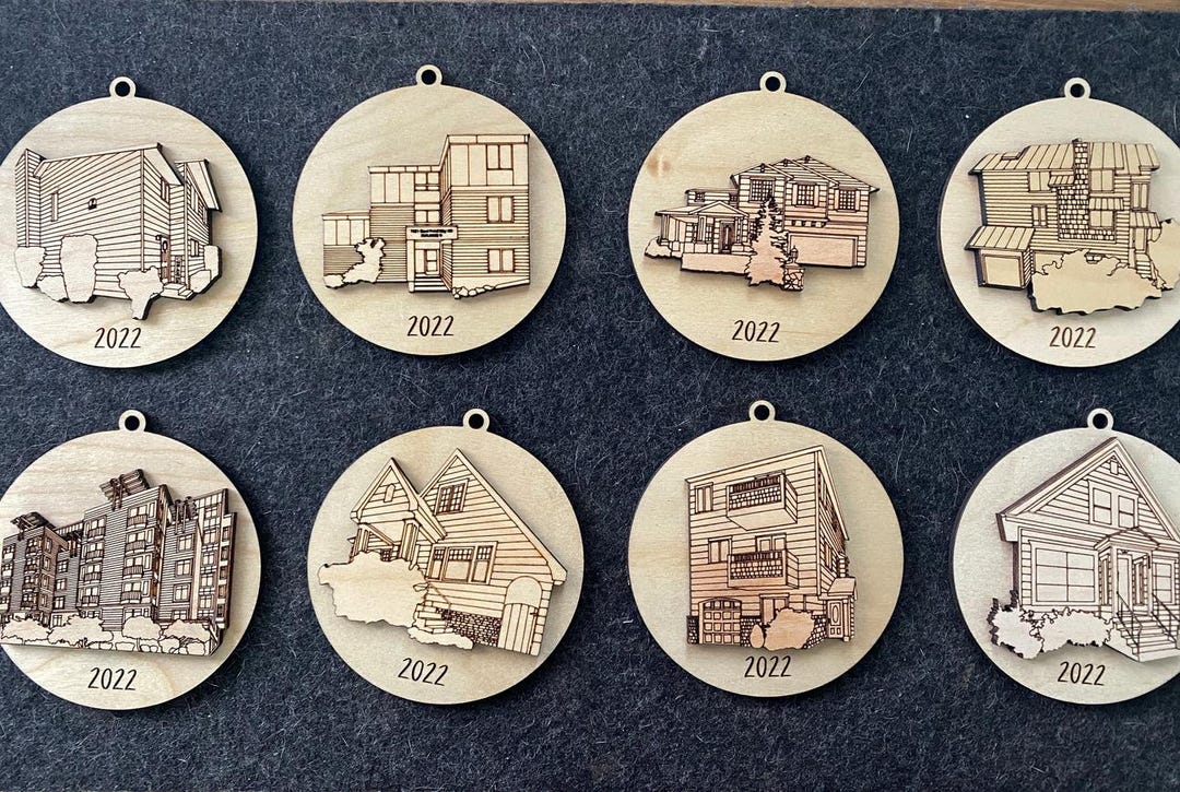 Custom, Hand Drawn, Laser Cut House Ornaments - Etsy