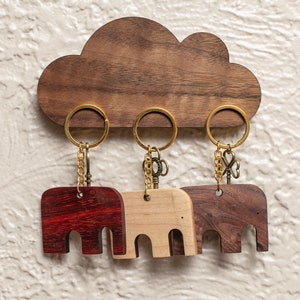 Wooden Elephant Keychain | Bag Charm - Etsy