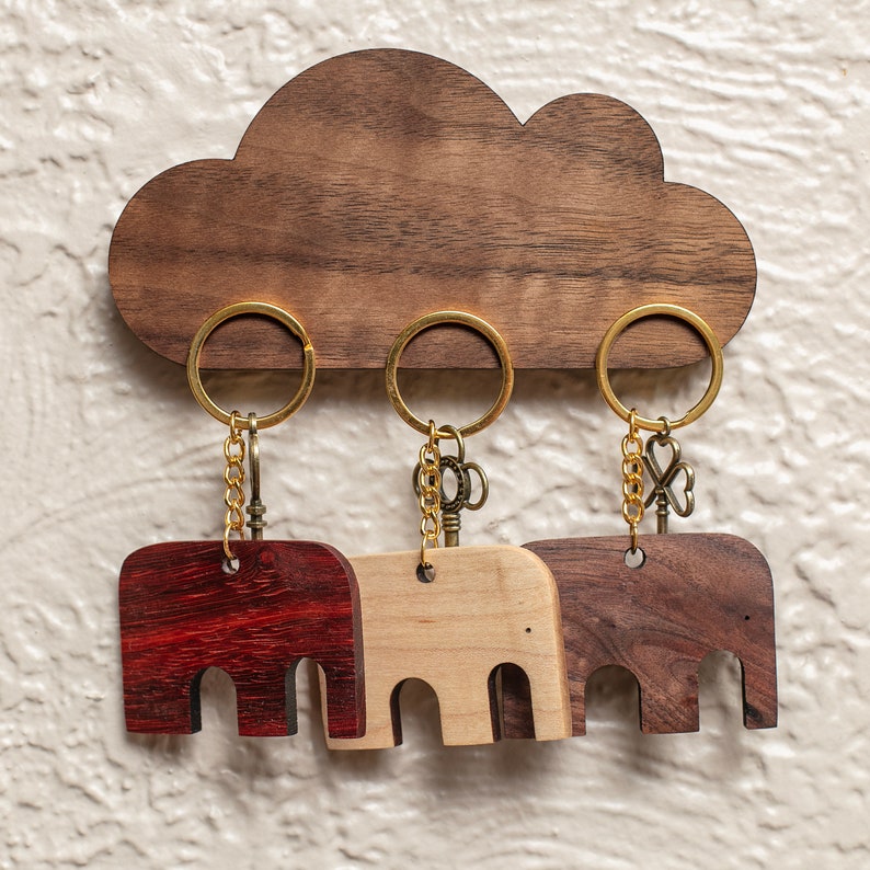 Wooden Elephant Keychain | Bag Charm - Etsy