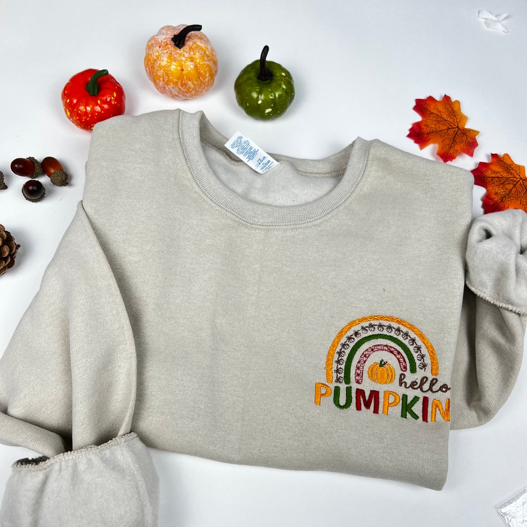 Hello Pumpkin Sweatshirt , Pumpkin Sweatshirt Embroidered , Embroidered ...