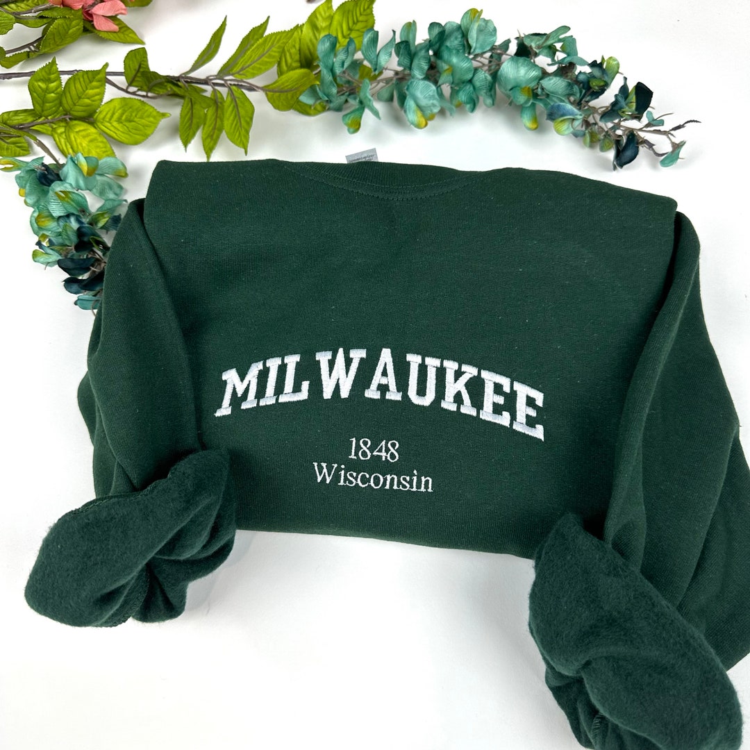 Milwaukee Embroidered Sweatshirt- Custom City Embroidered Sweatshirt ...