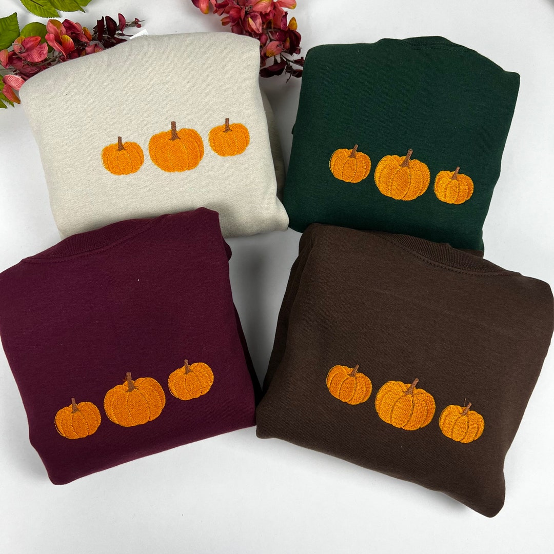 Embroidered Pumpkin Sweatshirt , Pumpkin Sweater Embroiderd ...