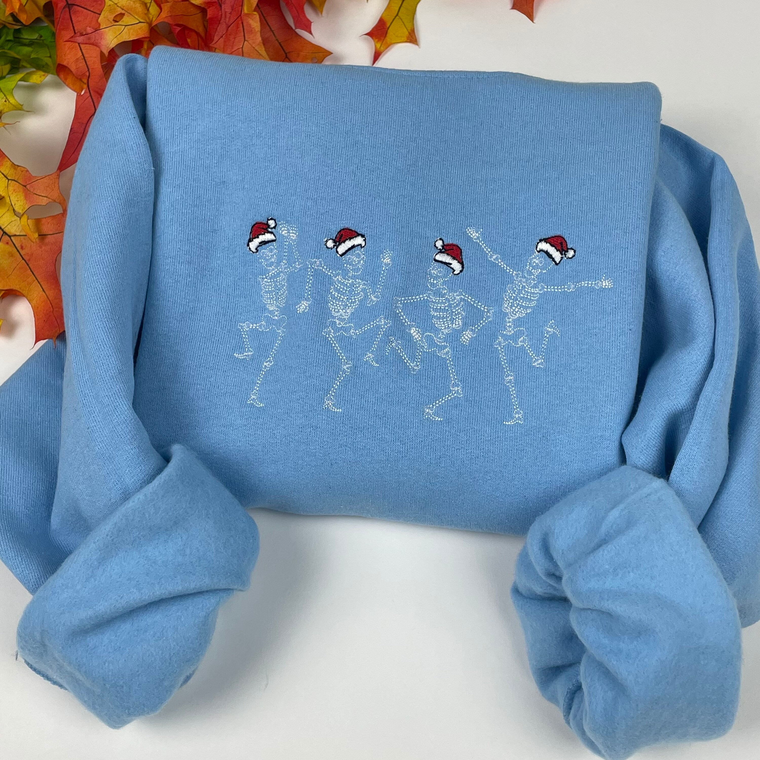 Embroidered Dancing Skeleton Christmas Crewneck Christmas - Etsy