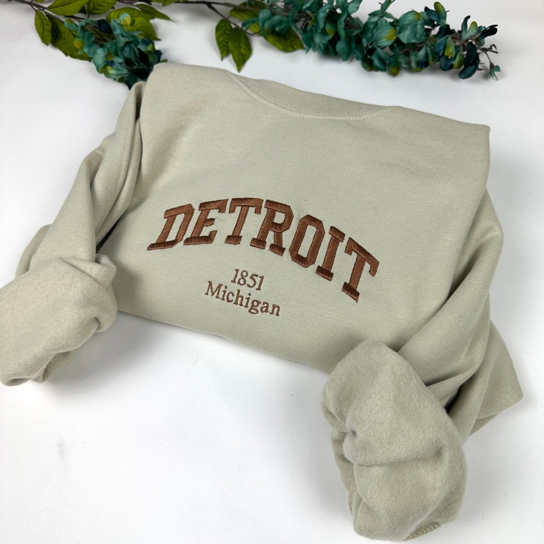Detroit Embroidered Sweatshirt: Custom Michigan City Apparel - Etsy