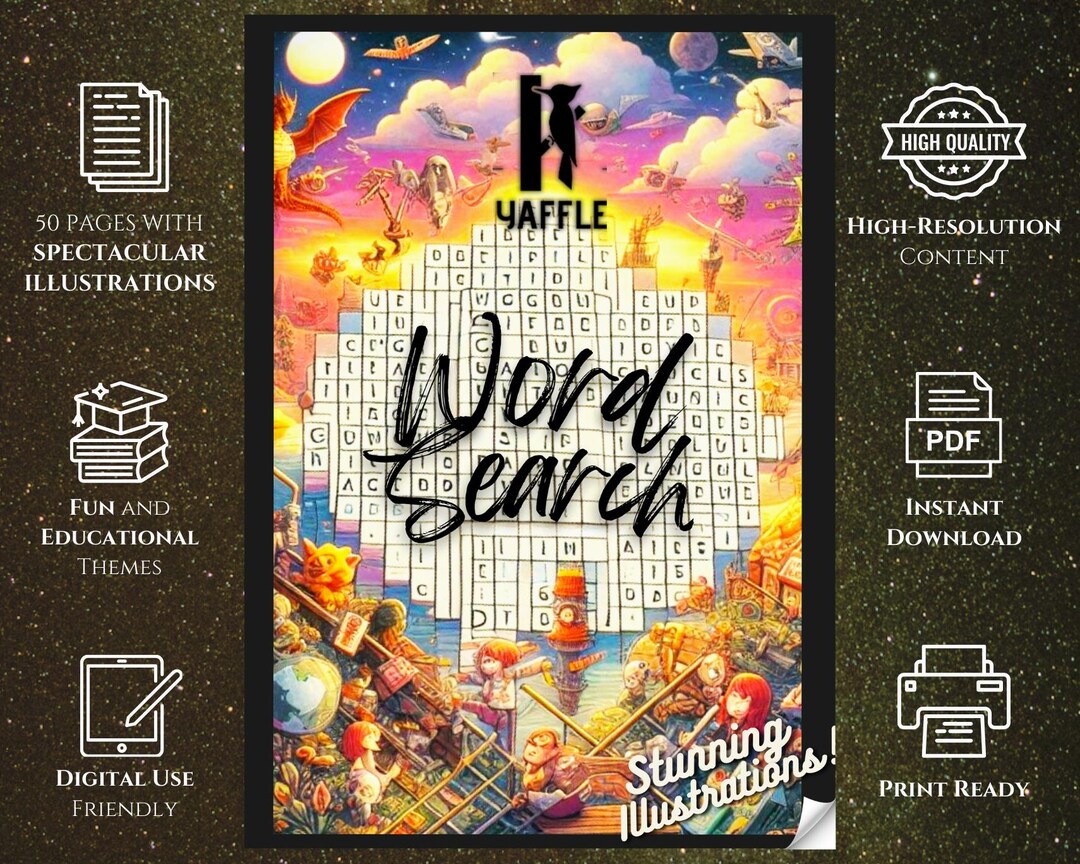 Word Search Puzzle by Yaffle | A4 Size 50 Printable Pages | Word Puzzle ...