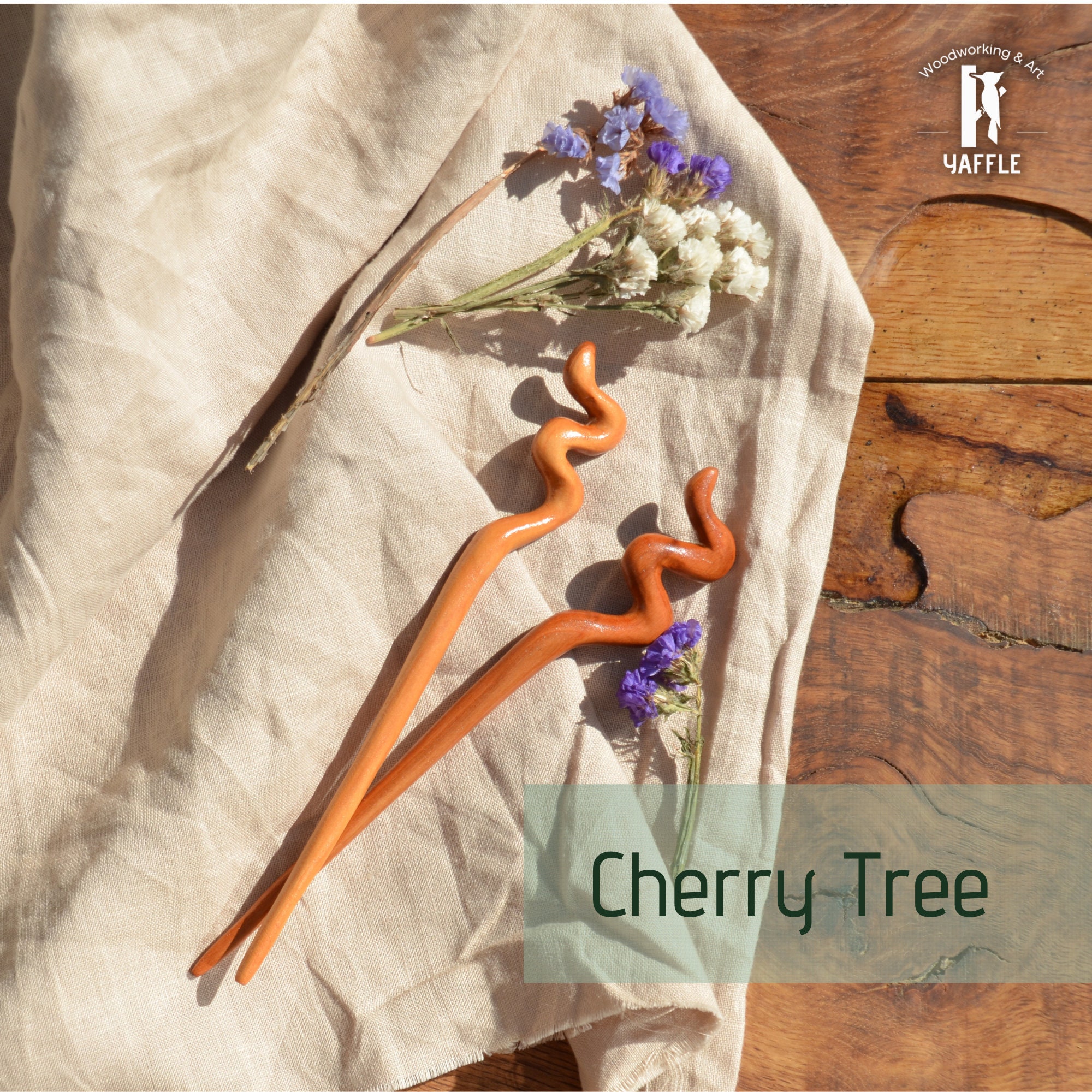 Wooden Handmade Hair Stick, Snake Hair Sticks, Walnut Wood, Cherry Wood ...