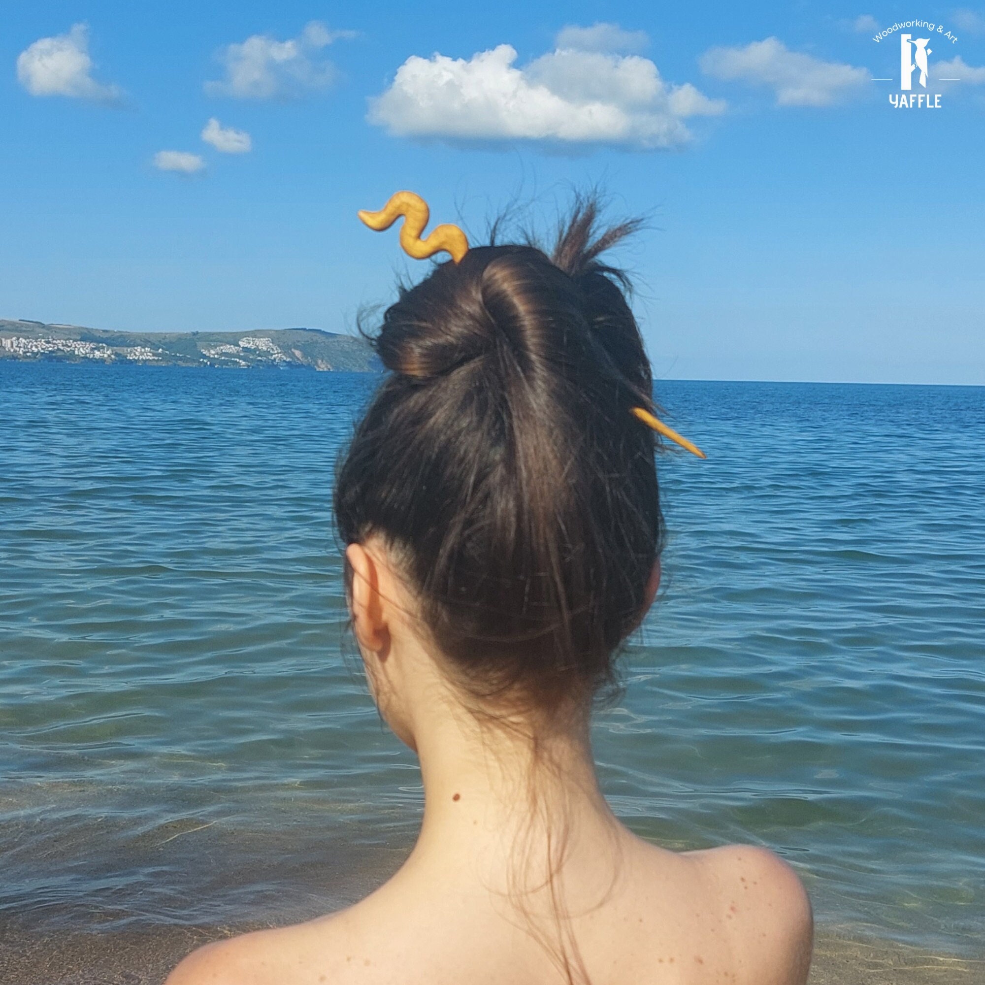 Wooden Handmade Hair Stick, Snake Hair Sticks, Walnut Wood, Cherry Wood ...