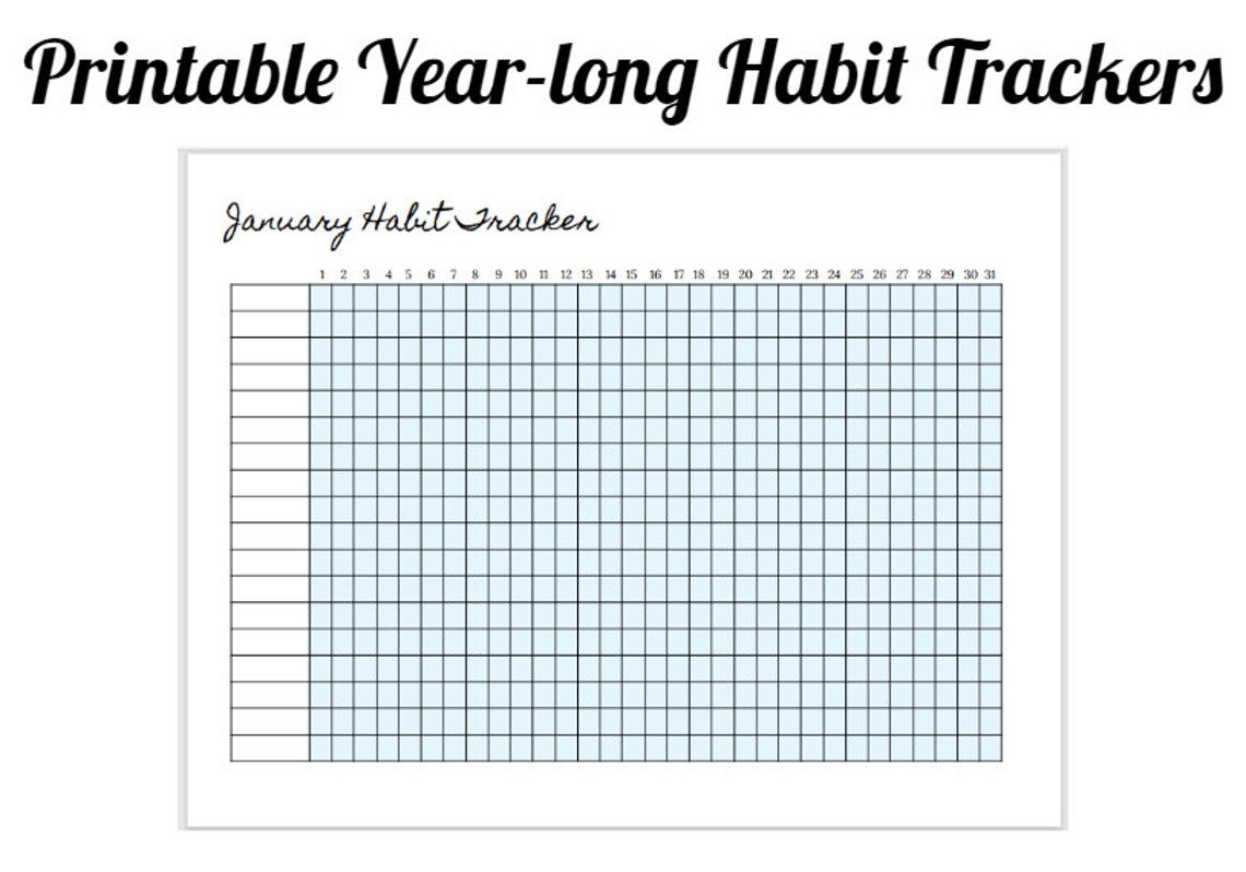 Printable Monthly Habit Tracker - Blue - Etsy