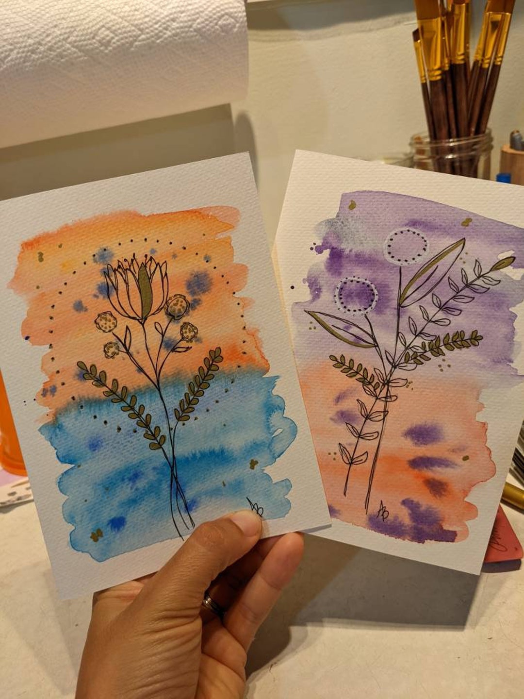 Watercolor Floral Greeting Cards - Etsy