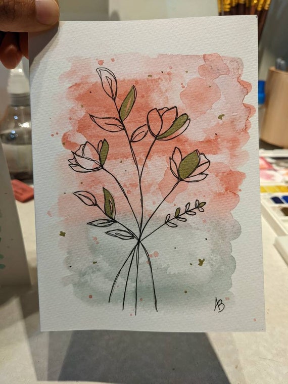 Watercolor Floral Greeting Cards - Etsy