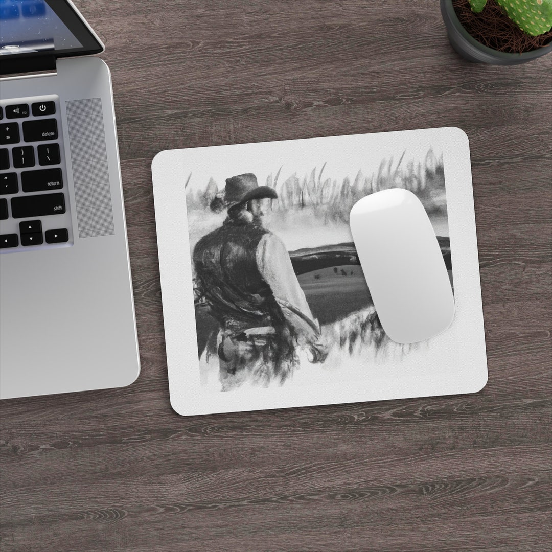 Cowboy Themed Country Western Pastel Wild West Landscape Mouse Pad (3mm ...