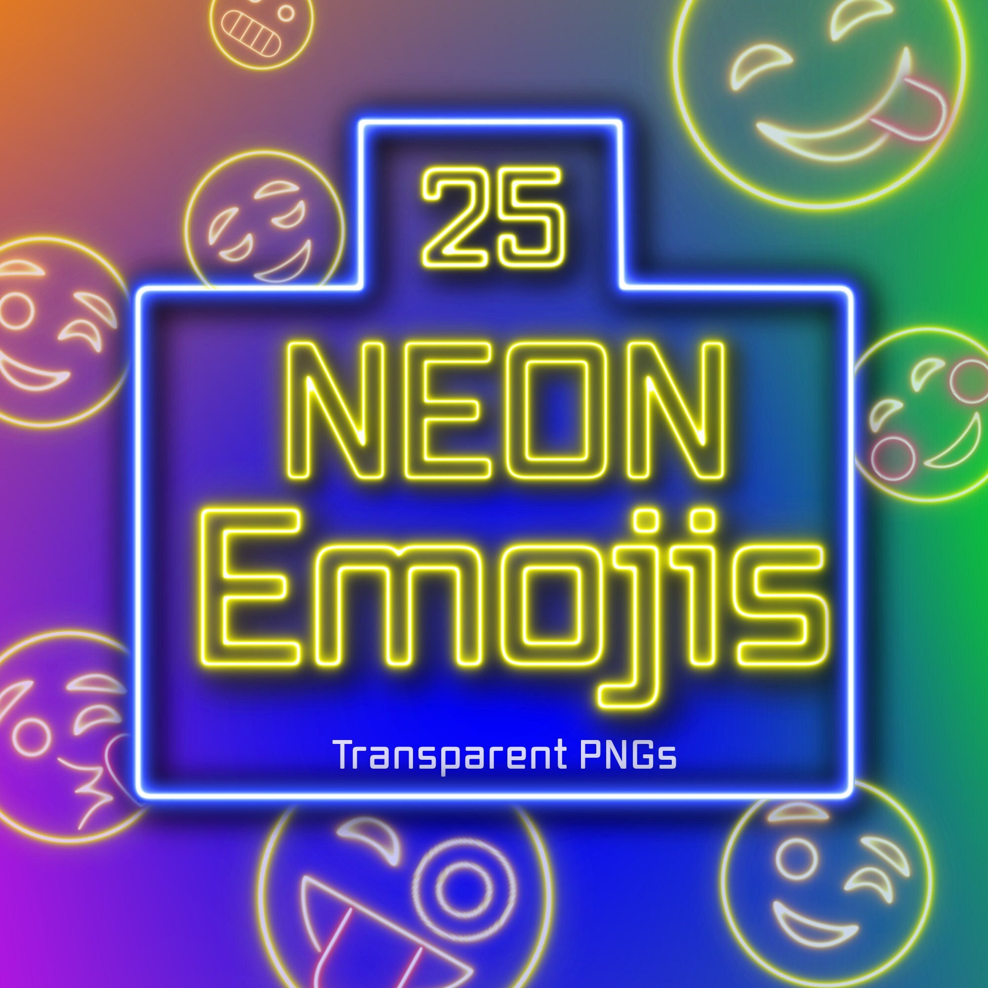 Neon Glowing Emoji Overlay - Etsy