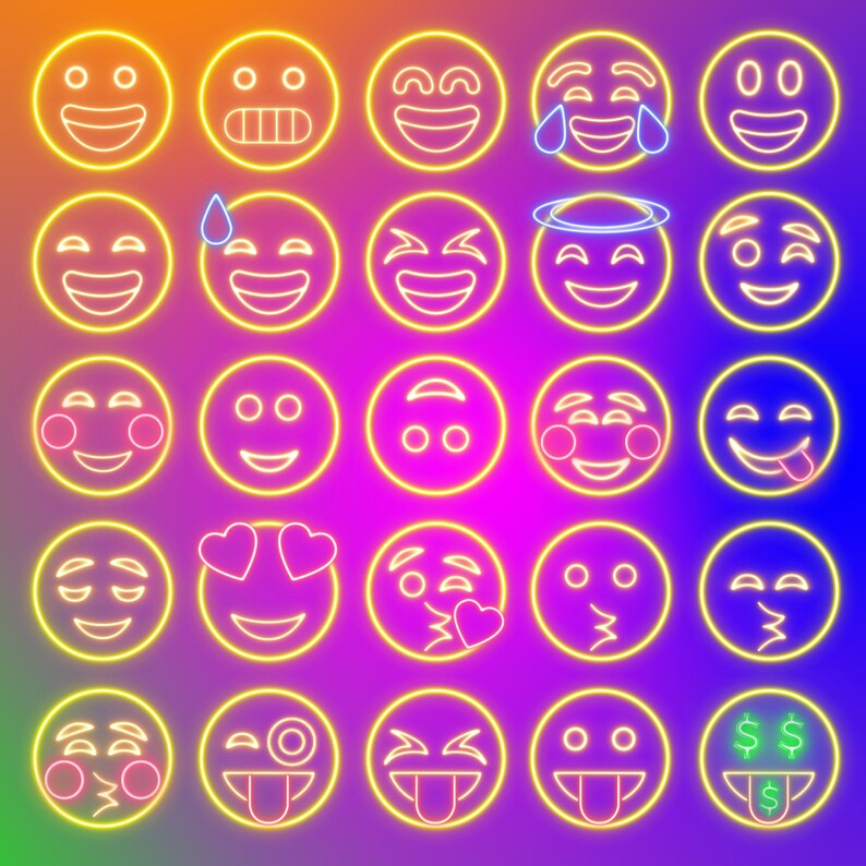 Neon Glowing Emoji Overlay - Etsy