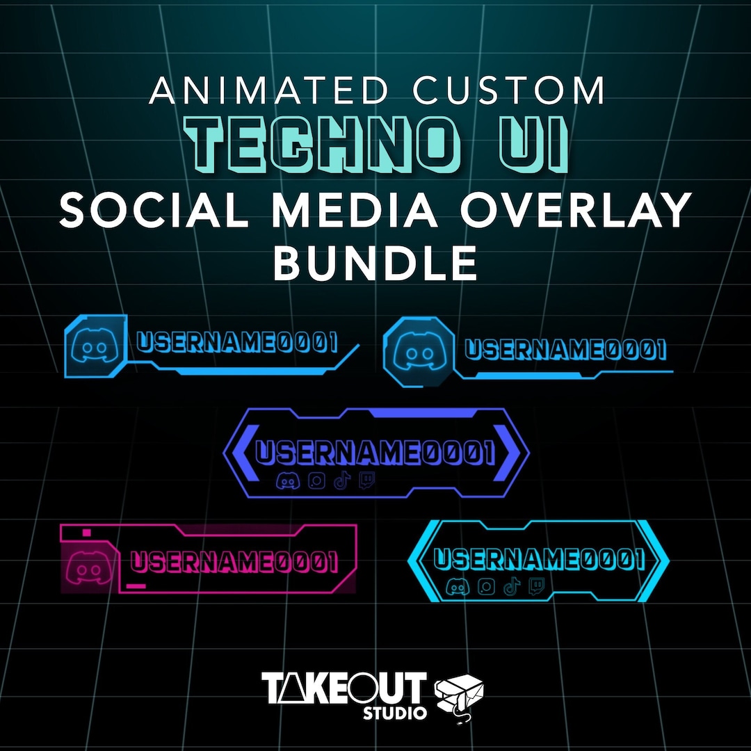Animated Custom Techno UI Lower Third Social Media Button and Name for ...