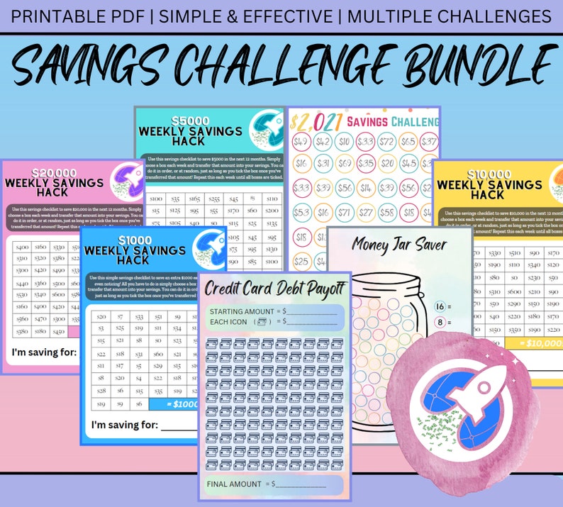 Savings Challenge Printables A4 Size Set of 7 Savings Challenges ...