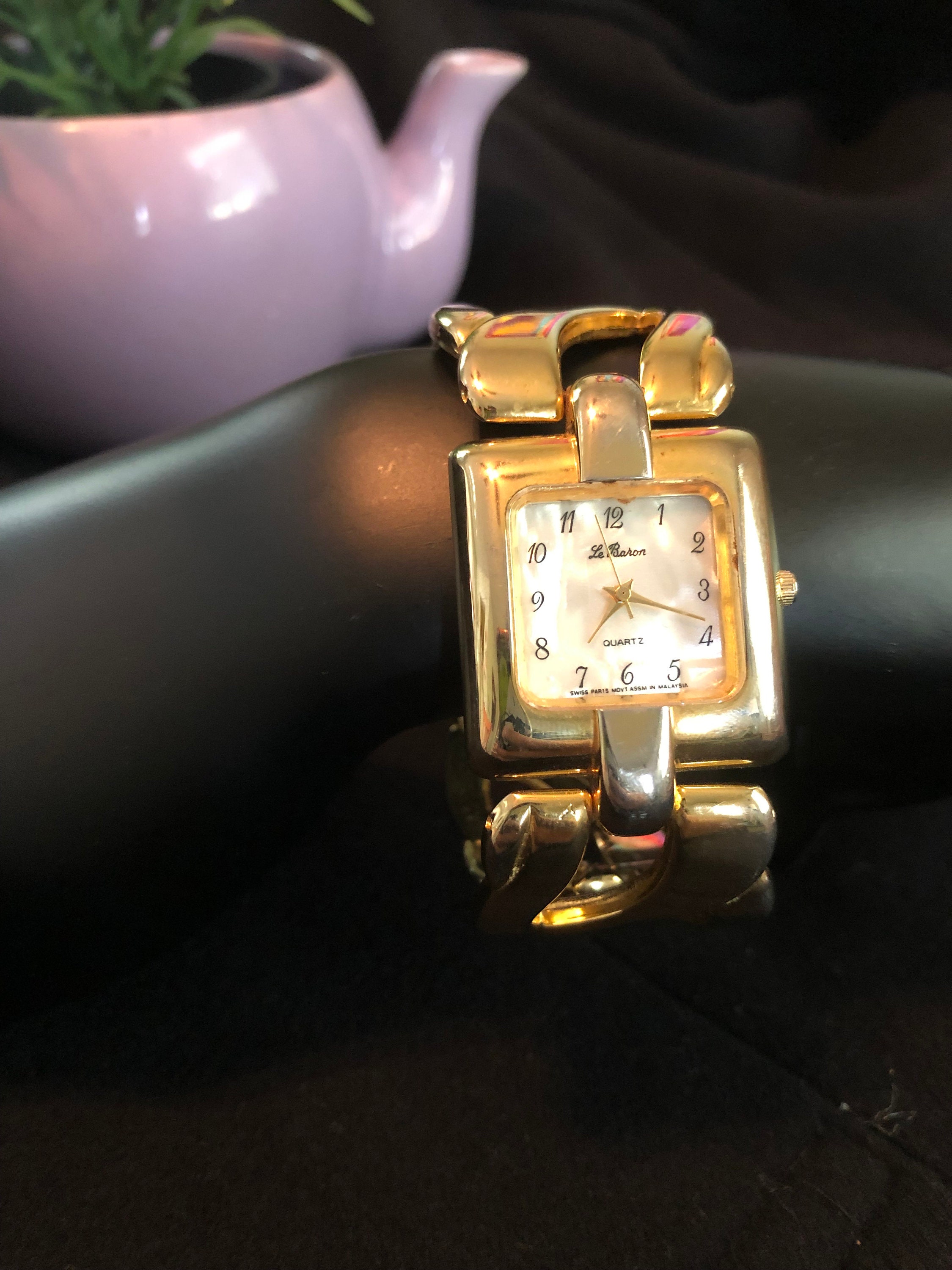 Le Baron Square Face Watch -gold Toned - FREE SHIPPING - Etsy
