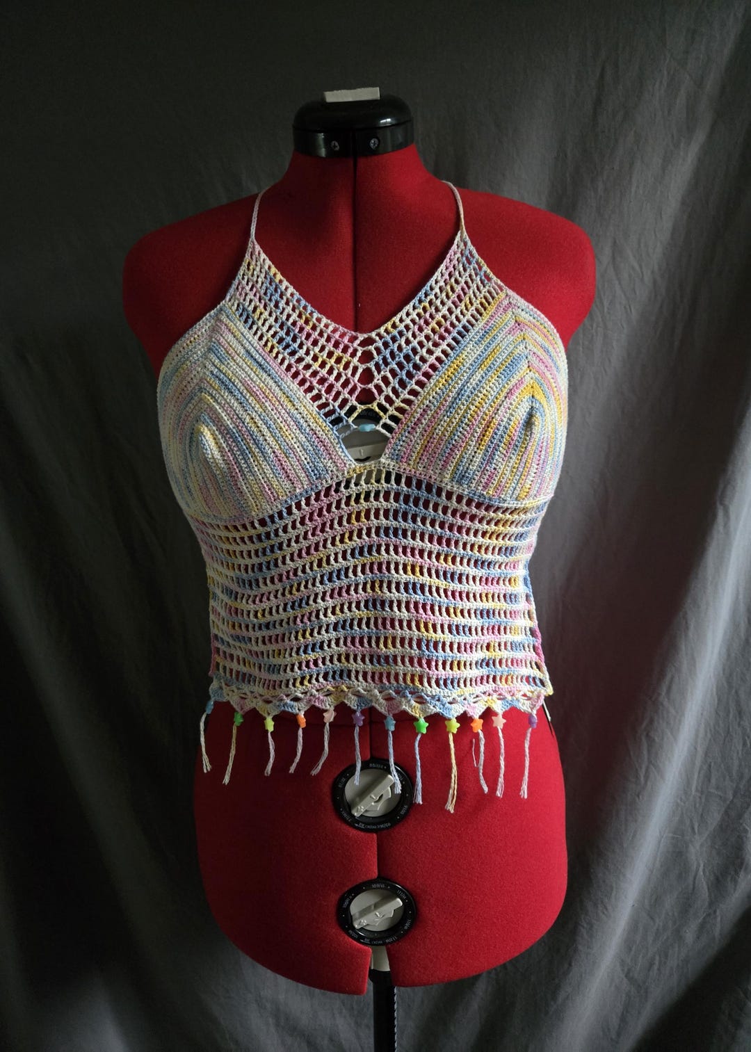 Long Front Caged Crochet Halter Top With Glow in the Dark Beads - Etsy