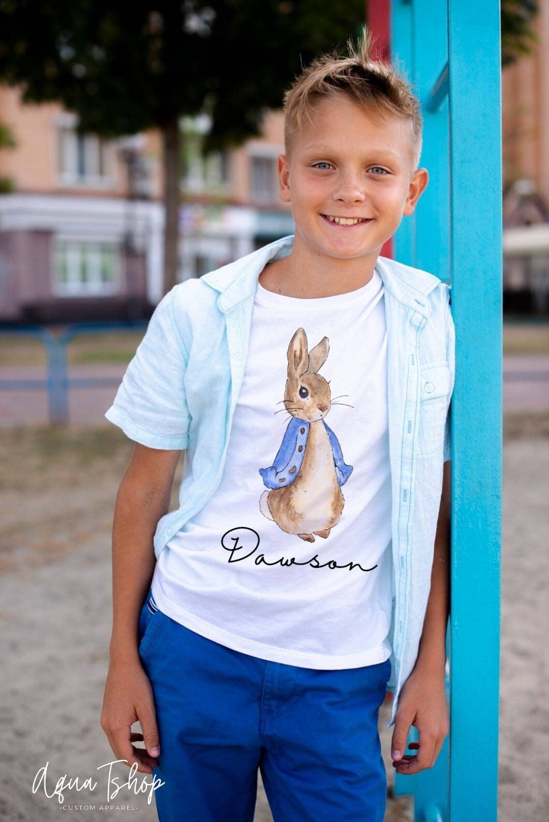 Peter Rabbit Boys Shirt, Custom Rabbit Shirt, Bunny Shirt, Boys Rabbit ...