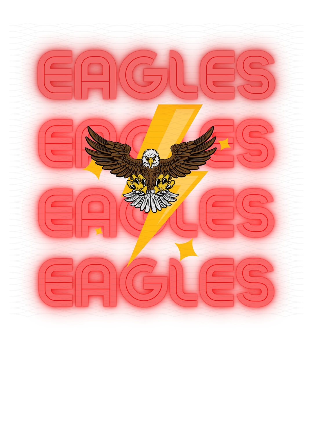 Red Neon Stacked Eagles Mascot PNG File Digital Download Sublimation - Etsy