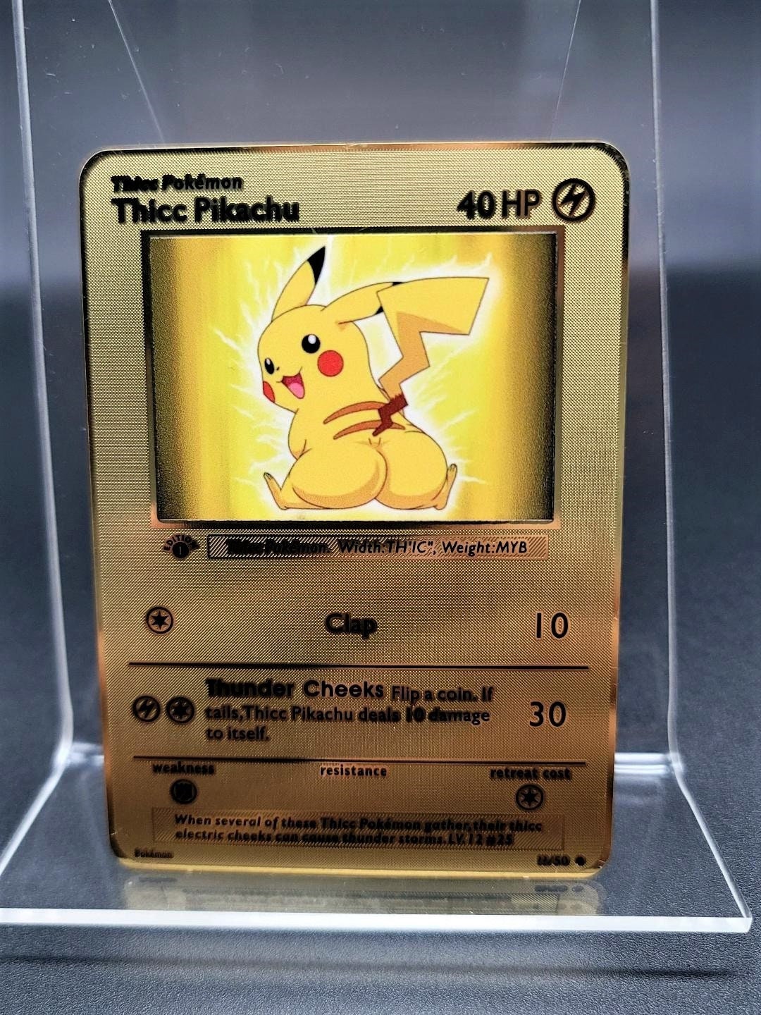 Gold Metal Thicc Pikachu Pokemon Funny Gift Card for - Etsy
