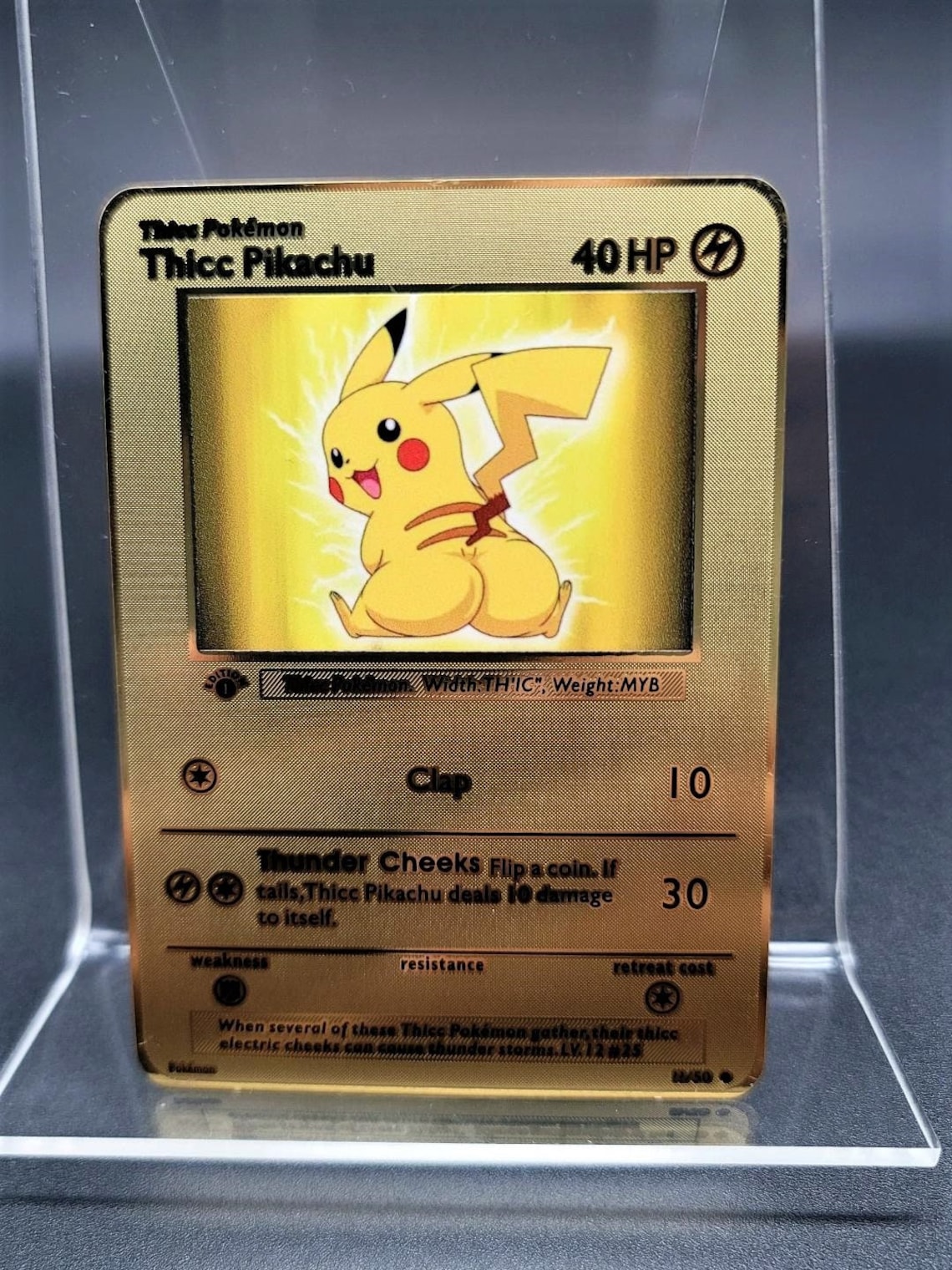 Gold Metal Thicc Pikachu Pokemon Funny Gift Card for - Etsy