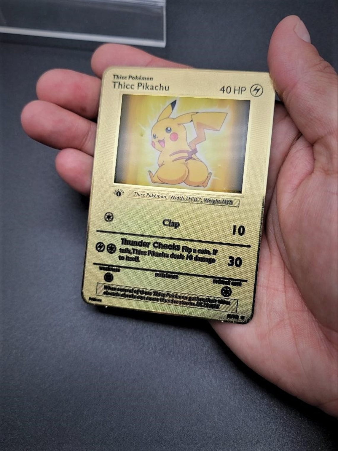 Gold Metal Thicc Pikachu Pokemon Funny Gift Card for - Etsy