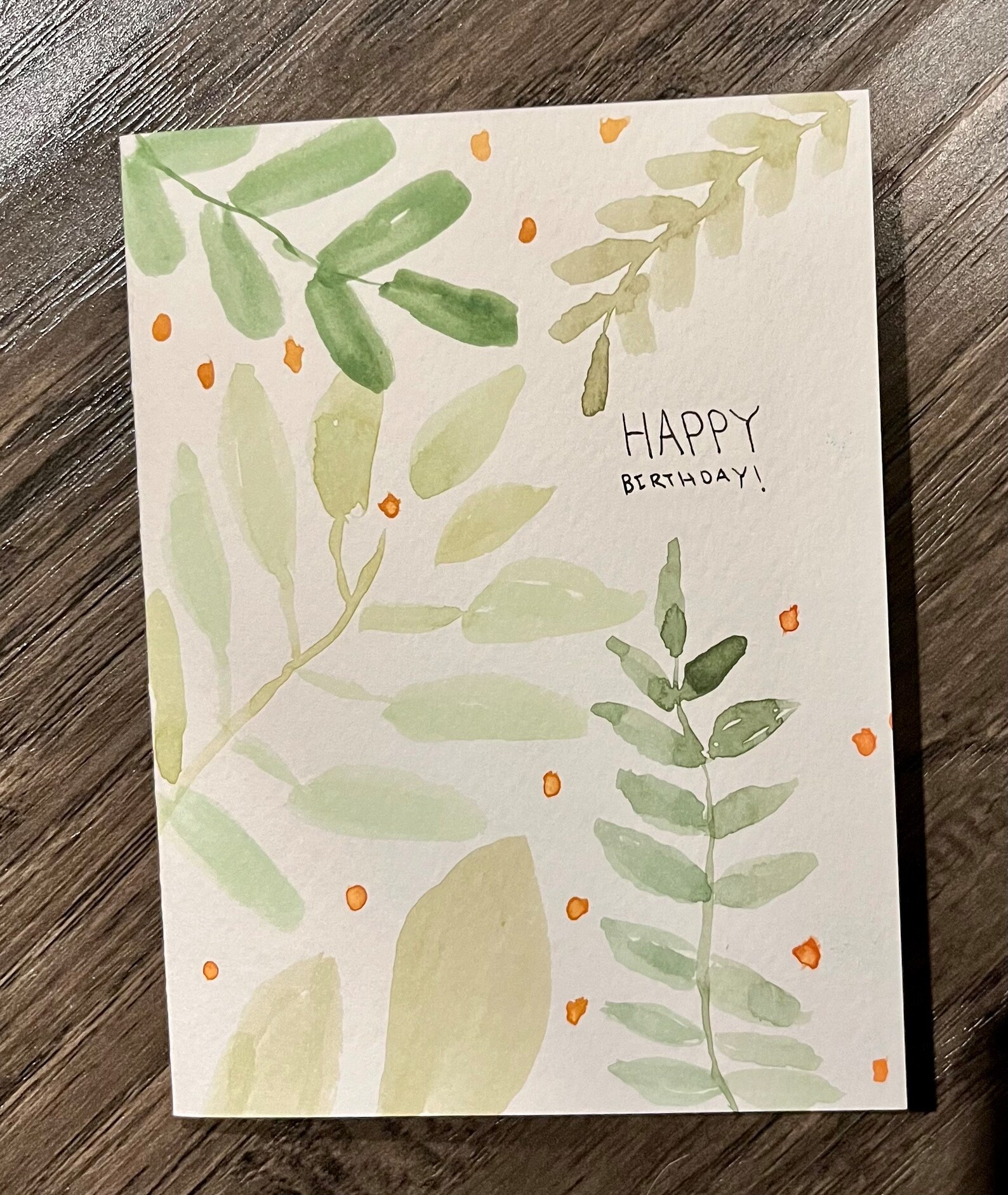 Hand- Painted Greenery Birthday Card/ Spring Greeting Card/ Birthday ...