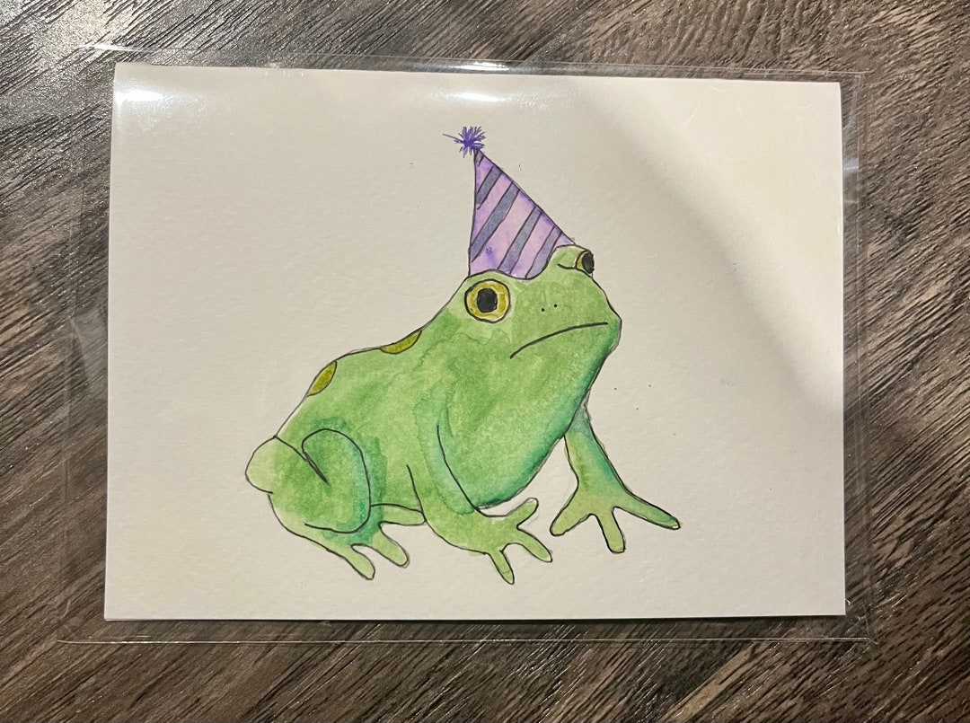 Hand-painted Frog Birthday Card/ Greeting Card Watercolor - Etsy
