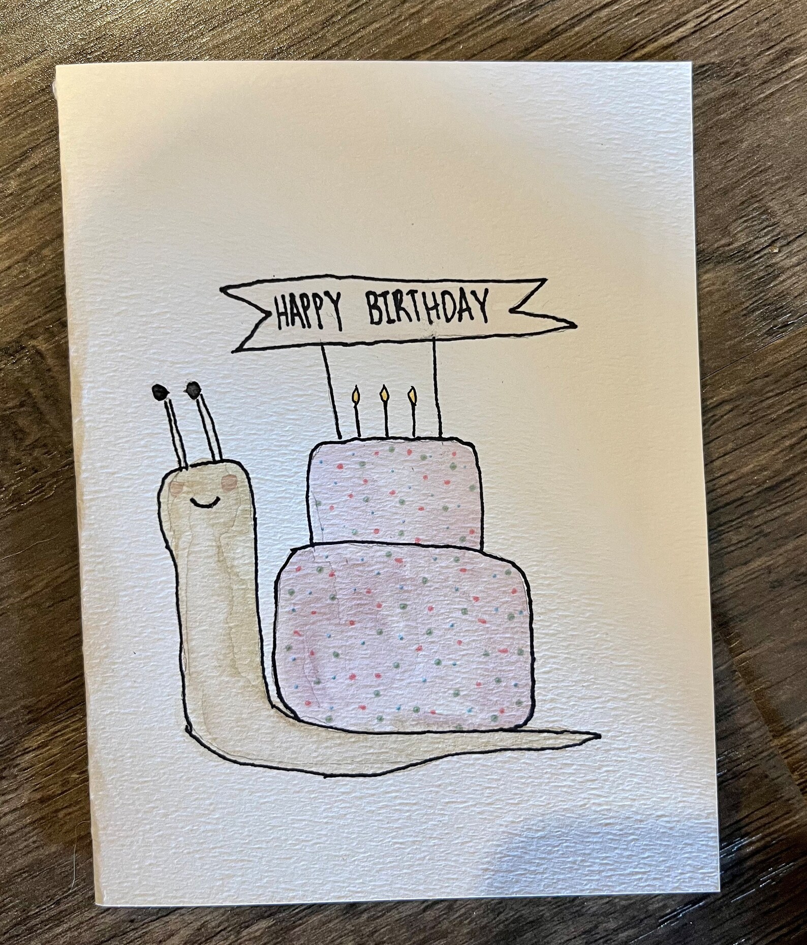 Hand-painted Snail Birthday Card/ Greeting Card Watercolor - Etsy