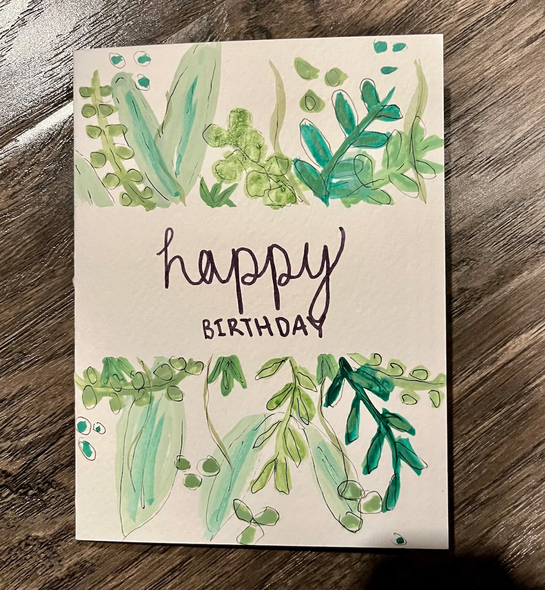 Hand- Painted Floral Birthday Card/ Spring Greeting Card/ Birthday Card ...