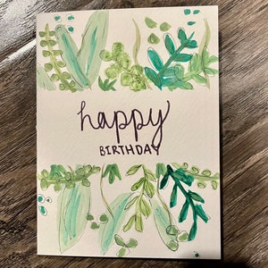 Hand- Painted Floral Birthday Card/ Spring Greeting Card/ Birthday Card ...