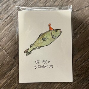 Hand-painted Cod Fish Birthday Card - Etsy