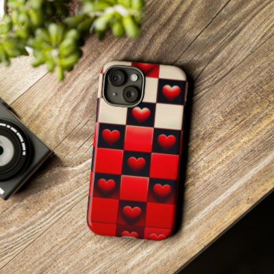 Checker Heart Phone Case Compatible With iPhone and Samsung Phones Free ...