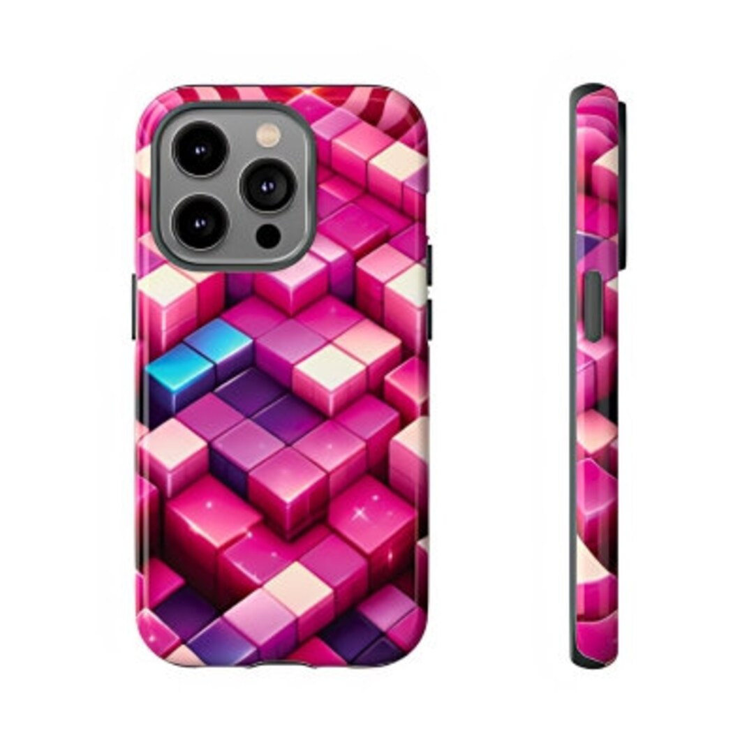 The Pink Checkerboard Phone Case Chic Elegance - Etsy