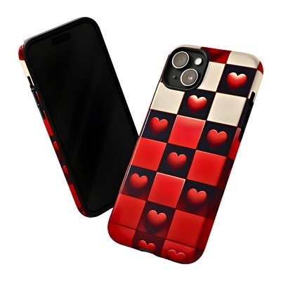 Checker Heart Phone Case Compatible With iPhone and Samsung Phones Free ...