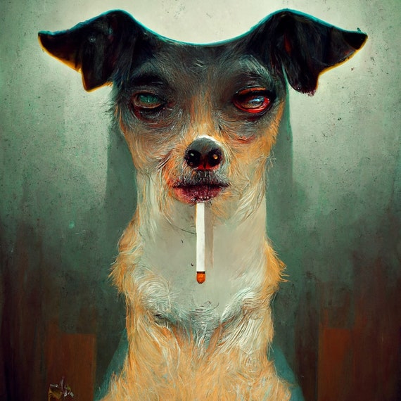 Dog Smoking Cigarette