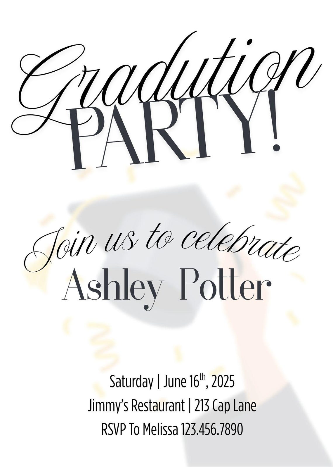 Graduation Party Invitation Modern With Cap - Etsy